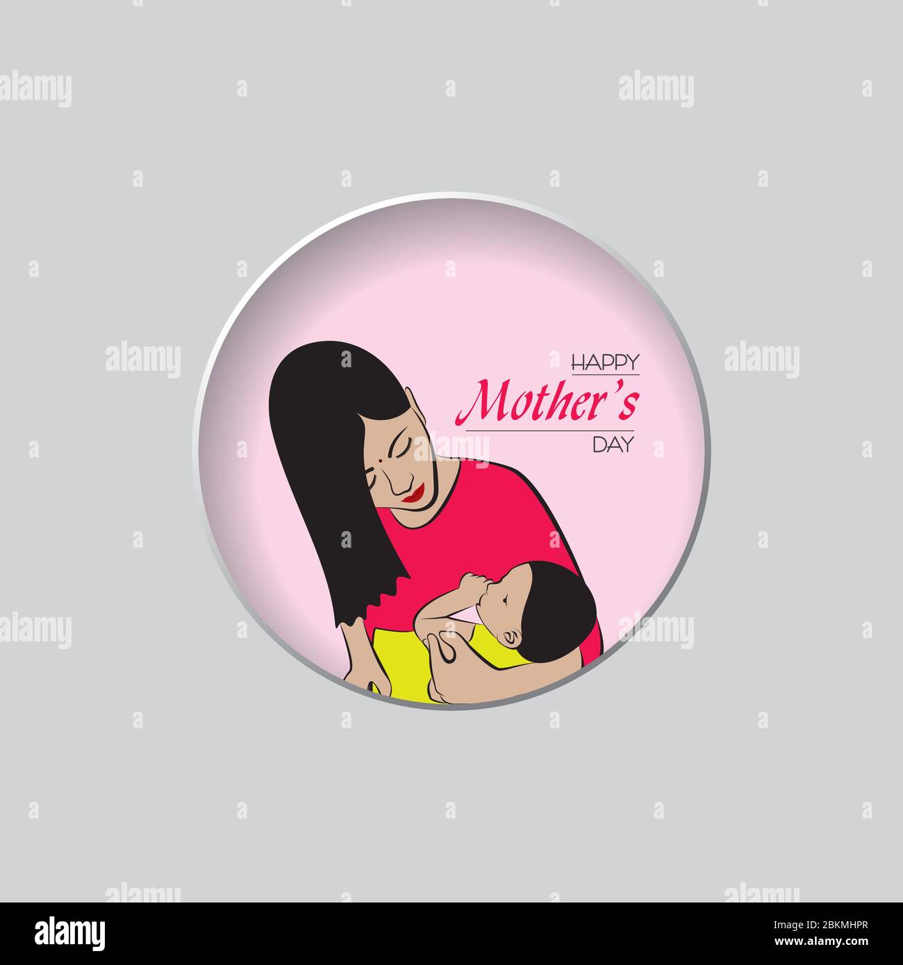 Illustration Of Happy Mother`s Day Greeting Banner Or Poster Best Mom